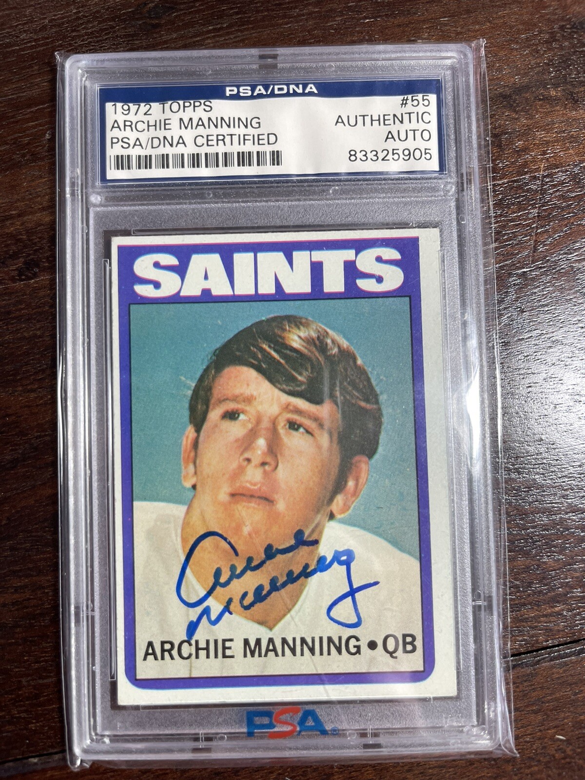 1972 Topps Football #55 Archie Manning Rookie Card PSA with Autograph ...