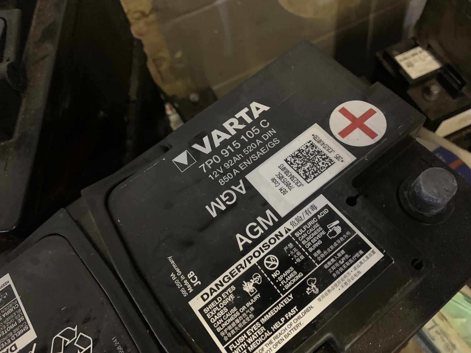 OEM Varta G14 AGM VRLA 12V 92AH 850A Car Battery AUDI ­TOUAREG ...