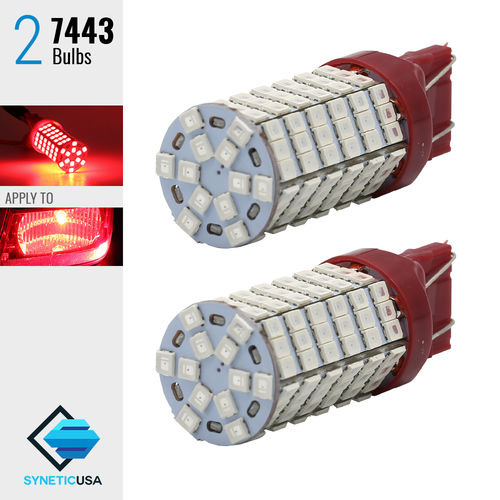 2x 7443 7444 7440 120 SMD Chip Red Brake Tail Stop Dual Filament LED ...