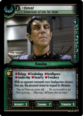 Star Trek 2E: Koval, Chairman of the Tal Shiar [Moderately Played ...