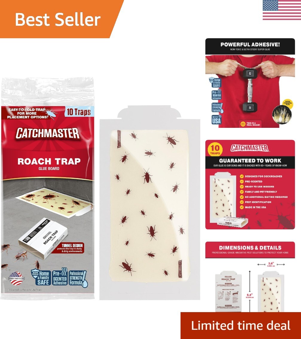 Pre-Scented Glue Traps for Cockroaches - 10 Pack of Indoor Pest ...