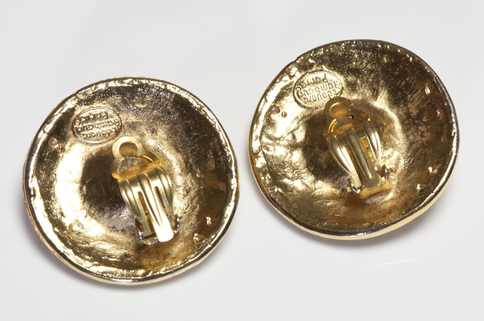 Vintage Edouard Rambaud Paris Gold Plated Green Caboc… - Gem