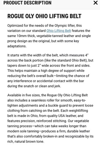 ROGUE OLY Ohio Lifting Belt Leather Size Small | eBay