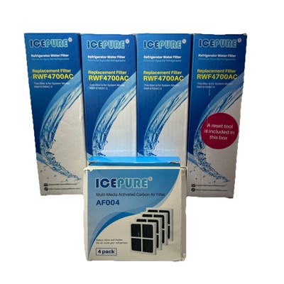 Icepure RWF4700AC Water Filter 4 Pack And AF004 Carbon Air Filter 4 ...