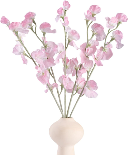 5pcs Fake Pea Flowers Bouquet Artificial Silk Sweetpea Stems 24.4" Tall ...