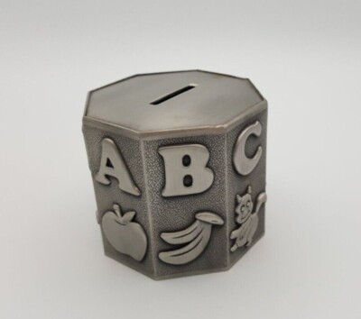 Metal ABC Octagon Coin Money Piggy Bank Letters, Animals, and Fruits | eBay