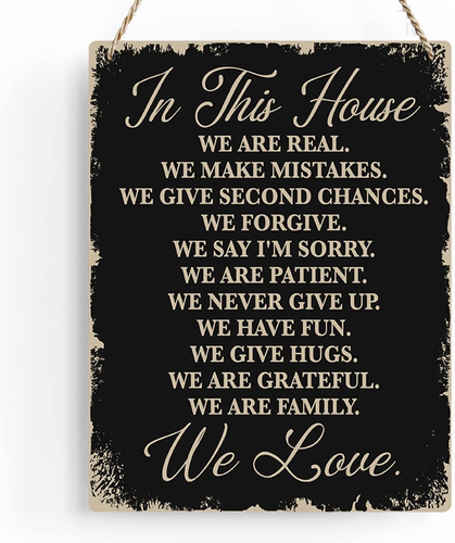 In This House Wooden Hanging Sign, House Rules Signs, Farmhouse Living ...