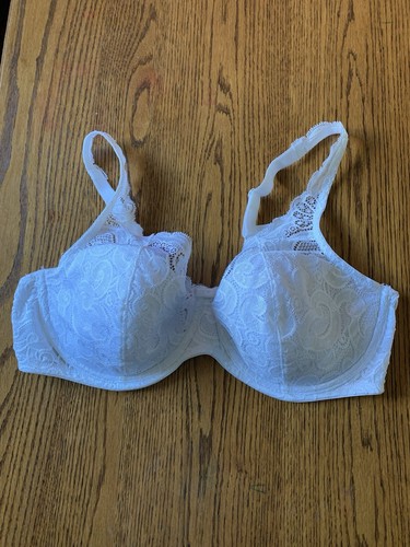 Playtex #4514 Full Figure White Lace Overlay Underwire Bra Size 38D | eBay