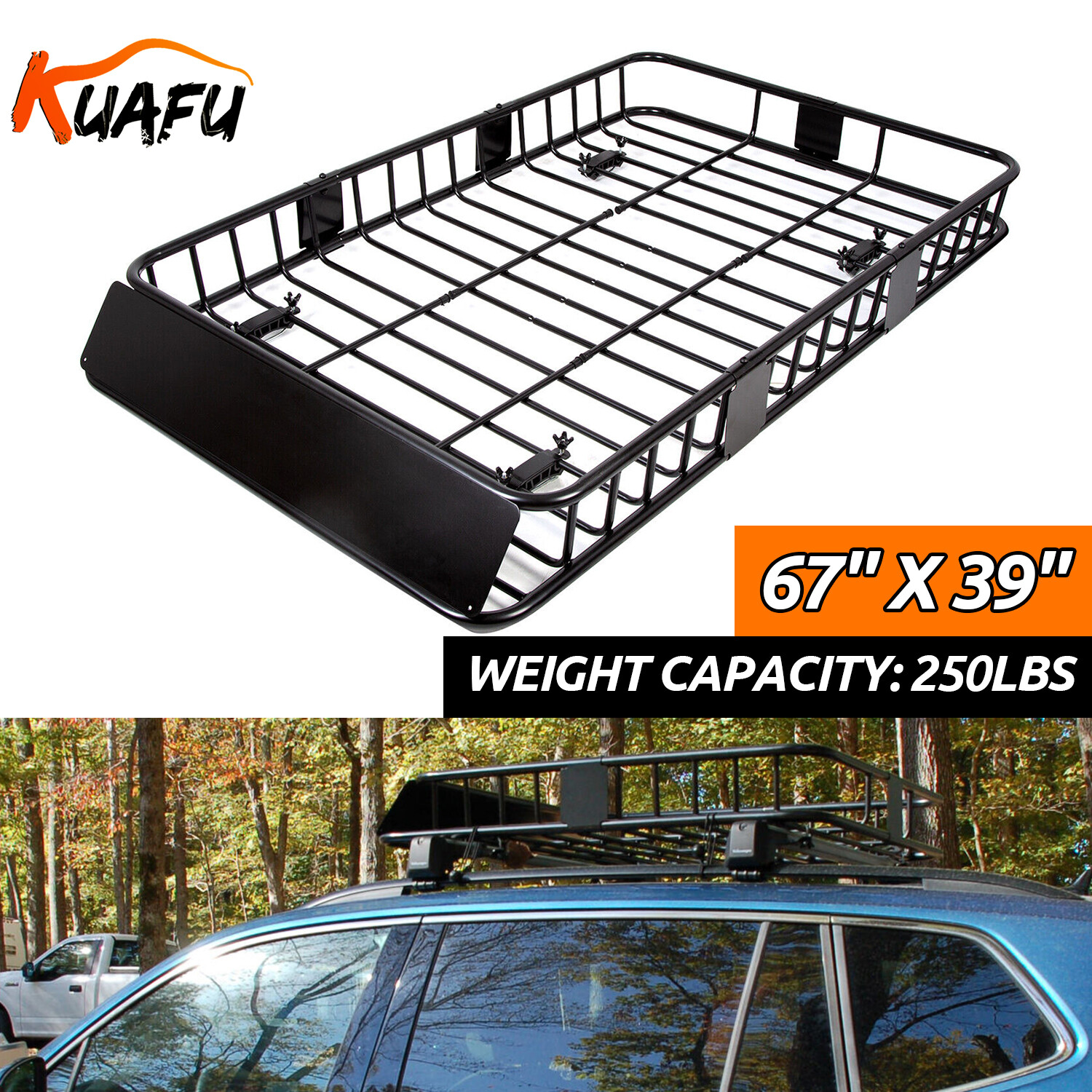 64'' Universal Roof Rack Extendable Cargo SUV Top Luggage Carrier ...