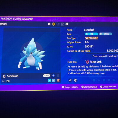 Pokemon Scarlet And Violet Shiny Alolan Sandslash 6IV Battle Ready Fast ...