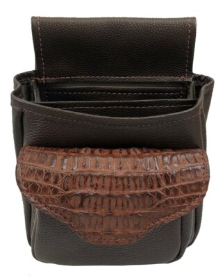 Real CROCODILE & LEATHER SHOTGUN SHELL POUCH for Skeet Sporting Clays ...