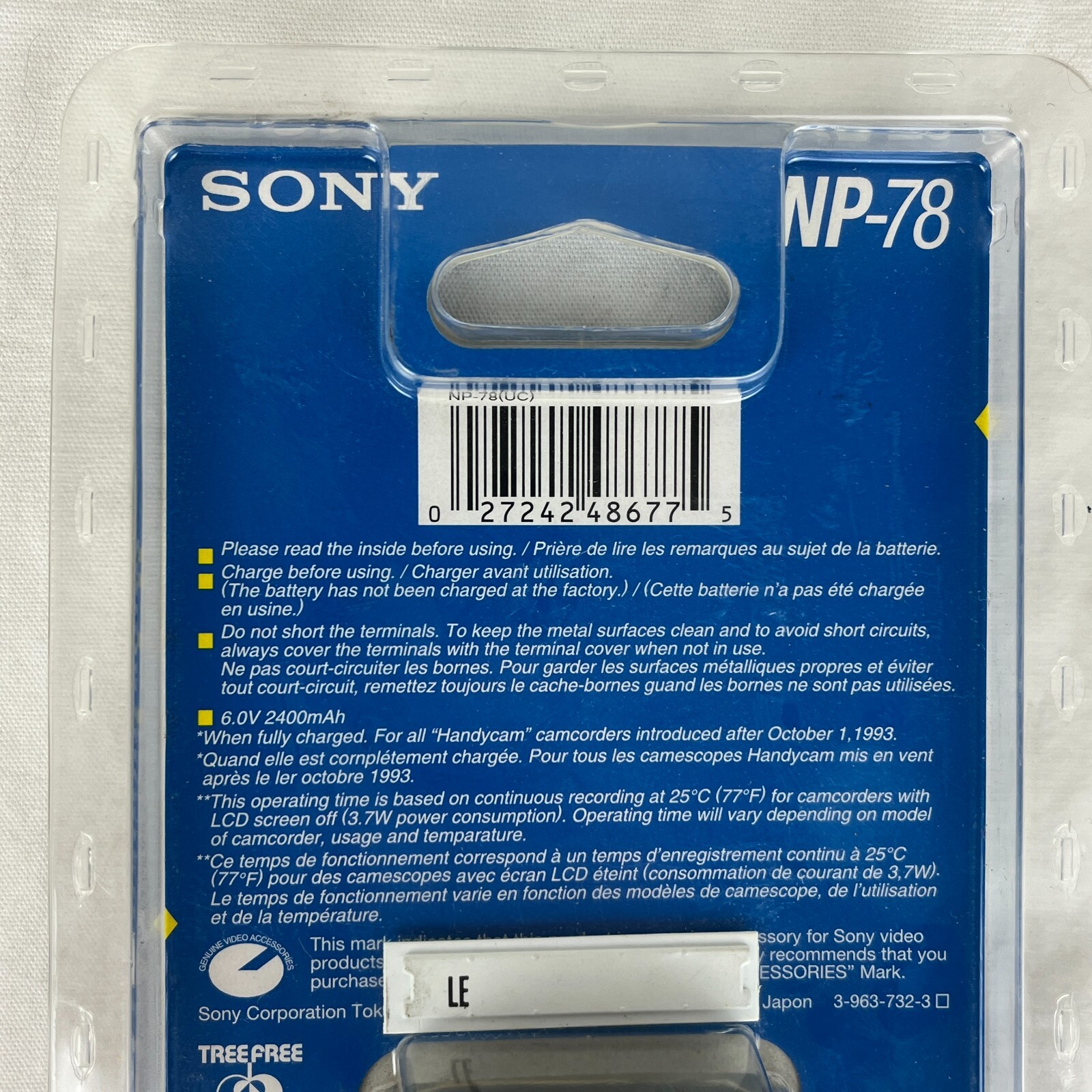 Genuine Sony Np-78 NiMH Camcorder Batteries 6 Volt 2400mah for sale ...