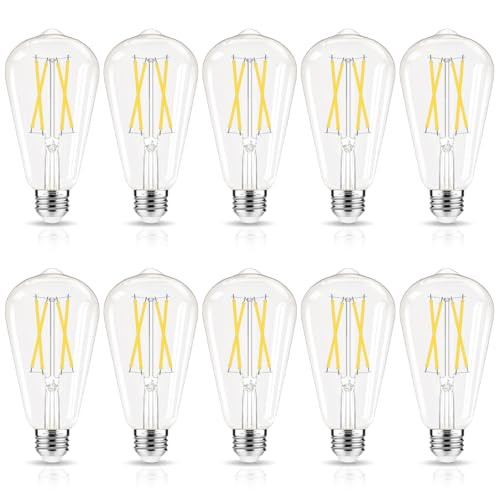 LED Edison Bulbs Dimmable, E26 Bulb 60 watt, Cool White 4000K, ST58 ...