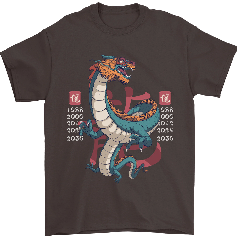 Chinese Zodiac Shengxiao Year of the Dragon Mens T-Shirt 100% Cotton ...