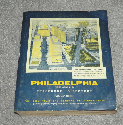 1961 Philadelphia, PA Bell System Telephone Directory / Phone Book ...