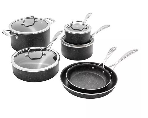 Henckels Capri Notte Cookware Set 10 pc Nonstick Granitium Glass Lids ...