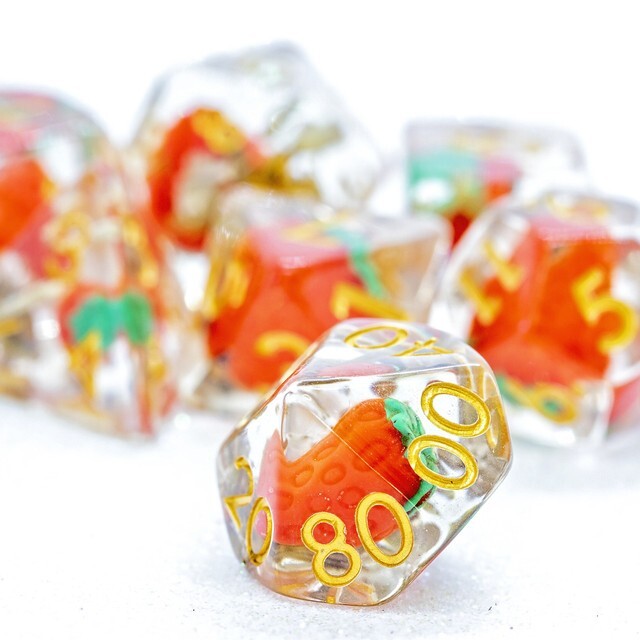 Sage's Familiars - Magic Strawberries Resin Polyhedral Dice Set | RPG ...