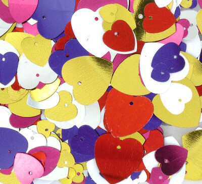 SEQUINS CONFETTIS DE TABLE METALLISES COEURS TAILLES ASSORTIES GROS LOT ...