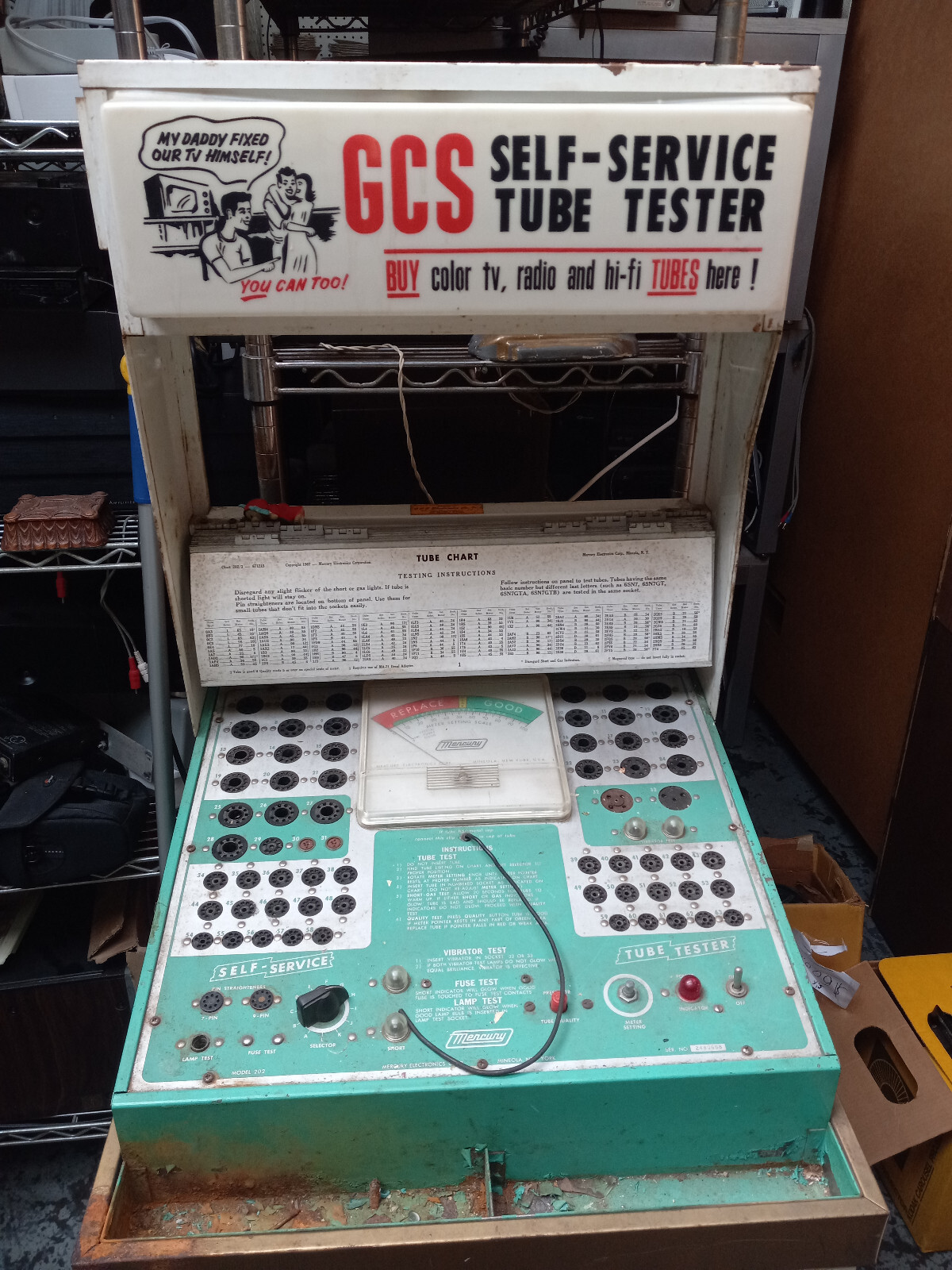 GCS Mercury Self Service Tube Tester! 1960s Radio & TV store display ...