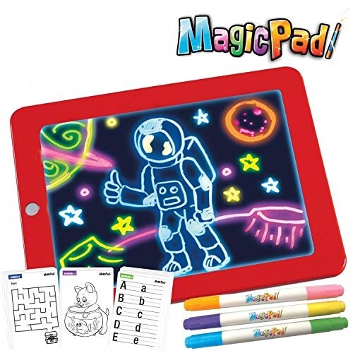 X Magic Pad Tableau Magique Lumineux Avec Marqueurs Stencils Enfants ...