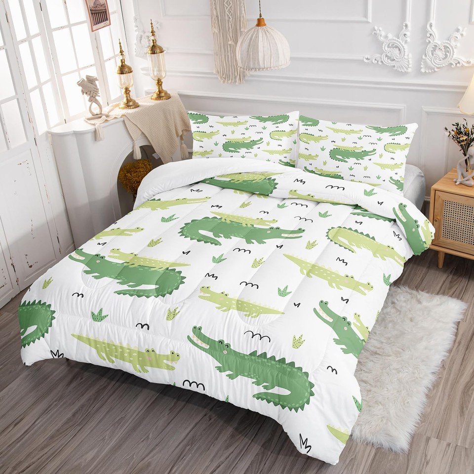 Crocodile Bedding Comforter Set Twin Size,Kids Cartoon Crocodiles ...