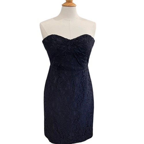 J. Crew Kelsey Strapless Cocktail Dress, Navy Blue Leavers Lace, Size 6 ...