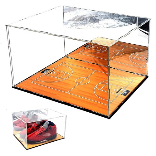 Shoes Sneakers Basketball Acrylic Display Case Box Gold Mirror Field ...