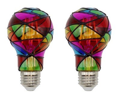 LED Stained Glass Bulb, A19 3.5W (25W Equivalent) Medium Base E26 ...