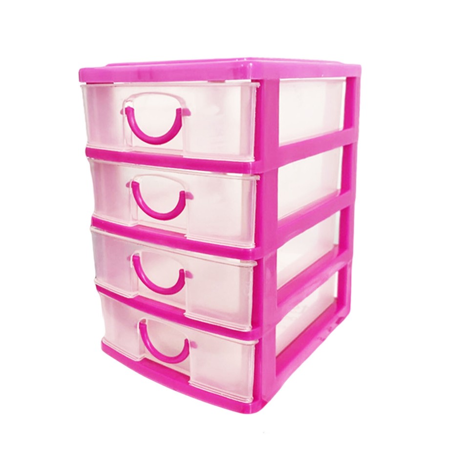 2 x 4 Tier Mini Storage Drawers Draw Tower Unit Office School Jewellery ...