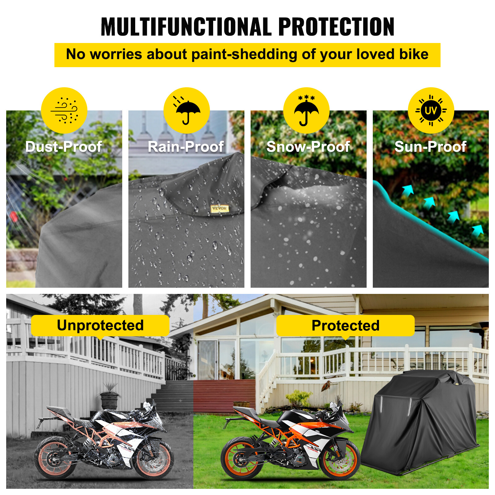 VEVOR The Bike Shield Motorcycle Shelter Storage Cover Tent Garage ...