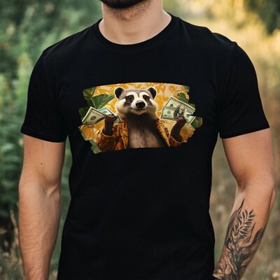 Herren T-Shirt Lustiger Dachs mit Geld Motiv Baumwolle Größe XS bis 5XL ...