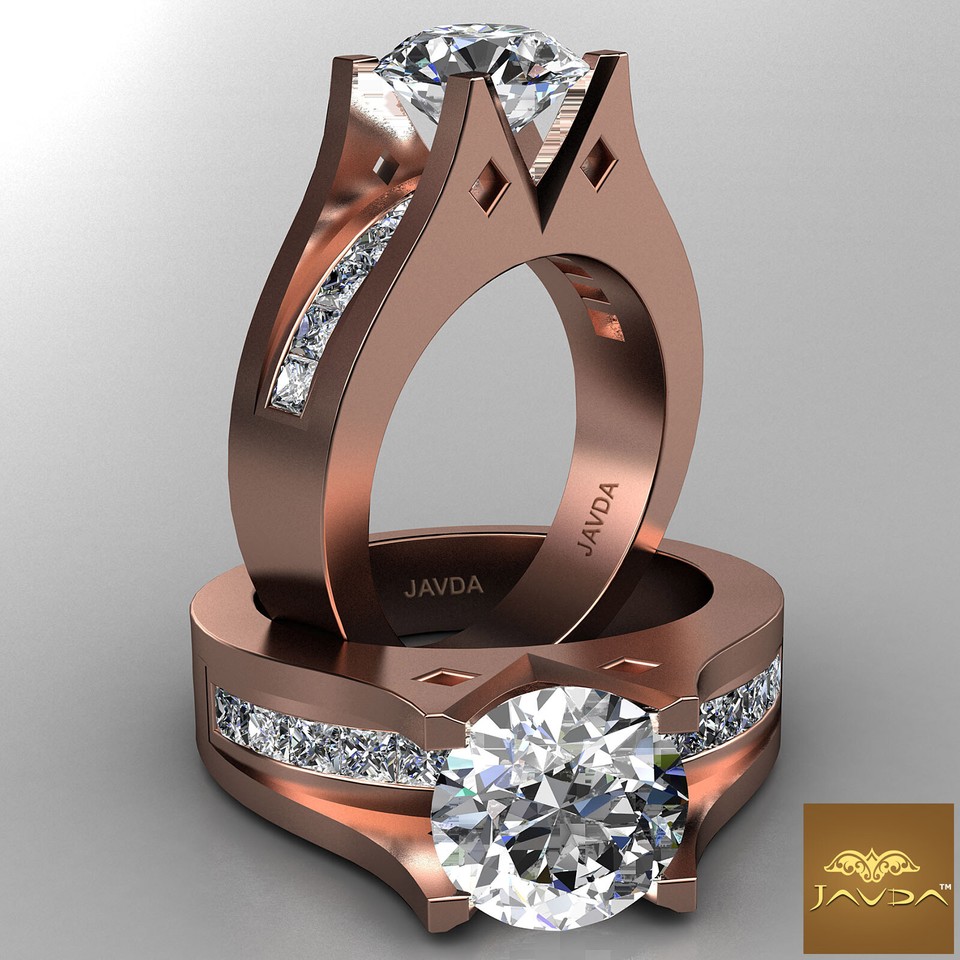 Classic 4 Prong Channel Setting Round Diamond Engagement Ring GIA I SI1 ...