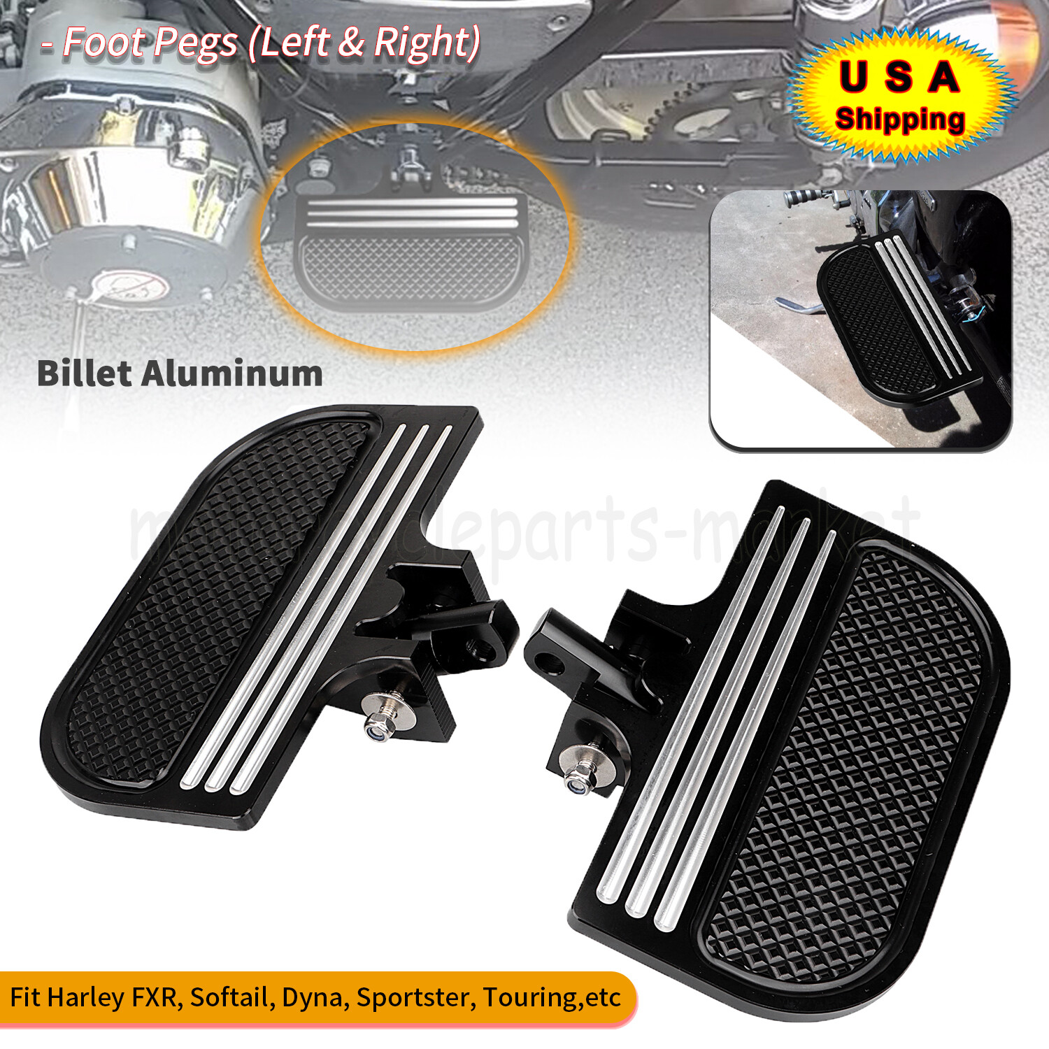 Black Mini Male Mount Floorboard For Harley Softail Dyna Road King ...