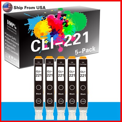 (5-Pack,Black) CLI 221 Ink Cartridge CLI-221 for PIXMA MP630 Printer | eBay