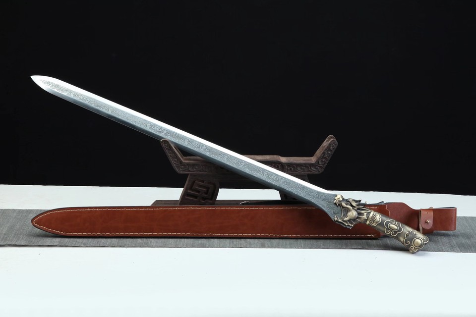 32''Handmade Chinese Dragon Han Dynasty Jian Stainless Steel Double ...