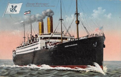 SS GEORGE WASHINGTON AT SEA ~ NORD-DEUTSCHER LLOYD LINE ~ used Germany ...