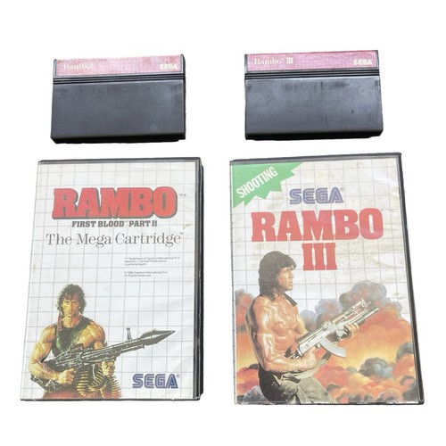 RAMBO II RAMBO III Sega Master System Set Cartridge In Box Very Good ...