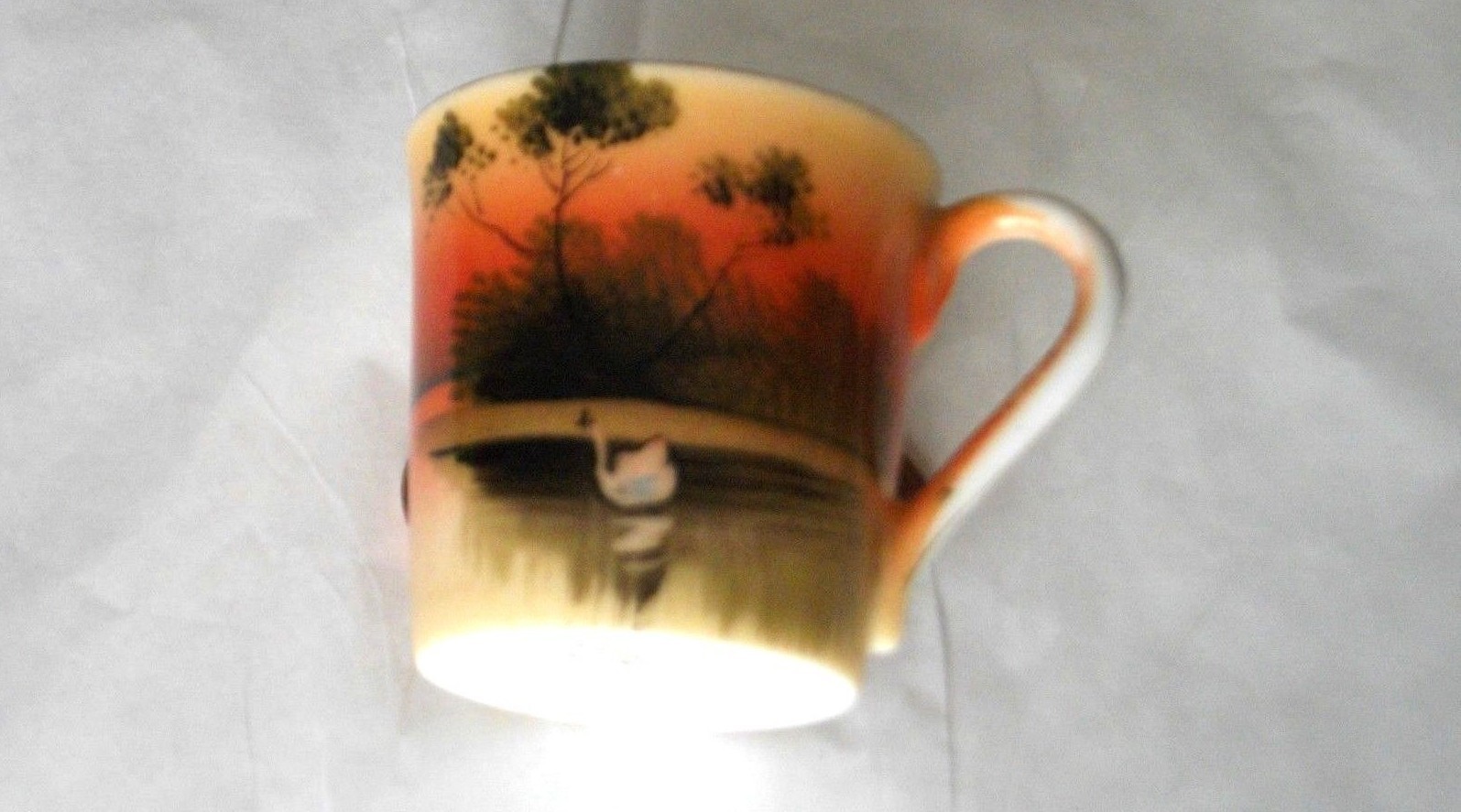 VINTAGE - DELICATE - DEMI TASS CHINA CUP - SWAN ON LAKE - Hand Painted ...