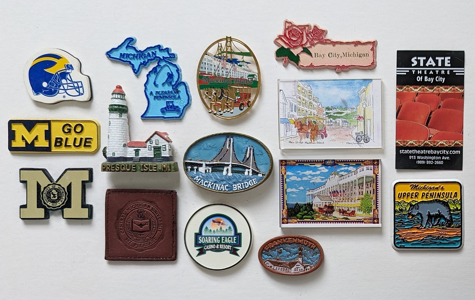 Lot 15 Michigan Fridge Magnets Mackinac Island Bay City University ...