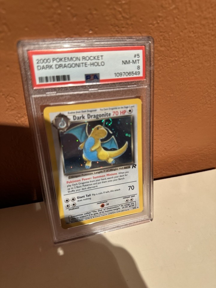 2000 Pokemon Team Rocket Dark Dragonite #5 English 5/82 - PSA 8 NM-MT w ...