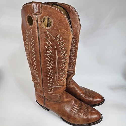 Vtg Hondo Boots Extra Tall Buckaroo Men 11 D Tan Rodeo Cowboy ...