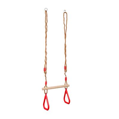 Kids Trapeze Swing Bar Gymnastic Swing Rings Wood Hanging Hoop Wooden ...