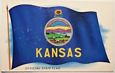 1964 KANSAS OFFICIAL STATE FLAG Postcard Ad Astra Per Aspera B6 | eBay