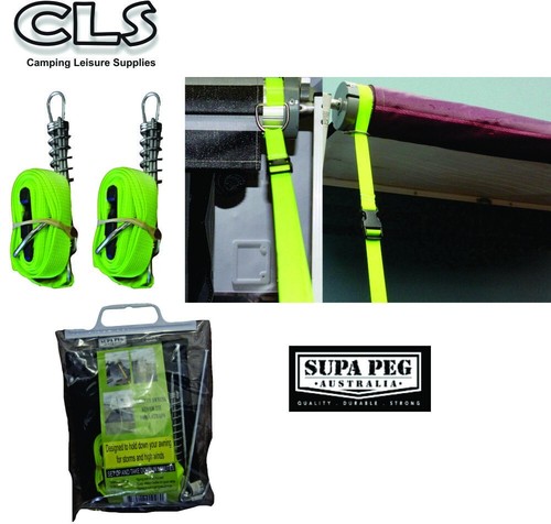 Caravan Awning Tie-Down Kit with Pegs and Storage Bag High Visibility ...