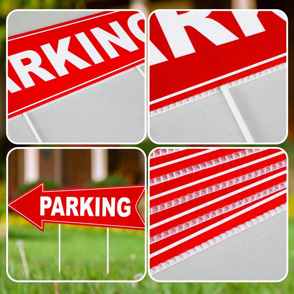 8 Pcs Parking Sign with Stake Directional Arrow Signs with Stakes 17 x ...