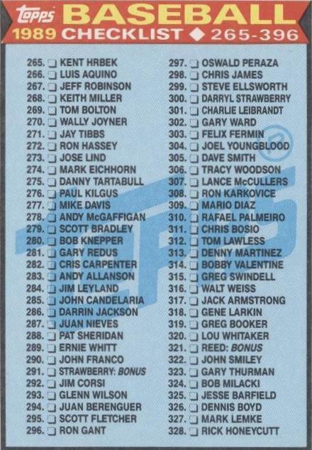 1989 Topps - Checklist Cards 265-396 #378 for sale online | eBay