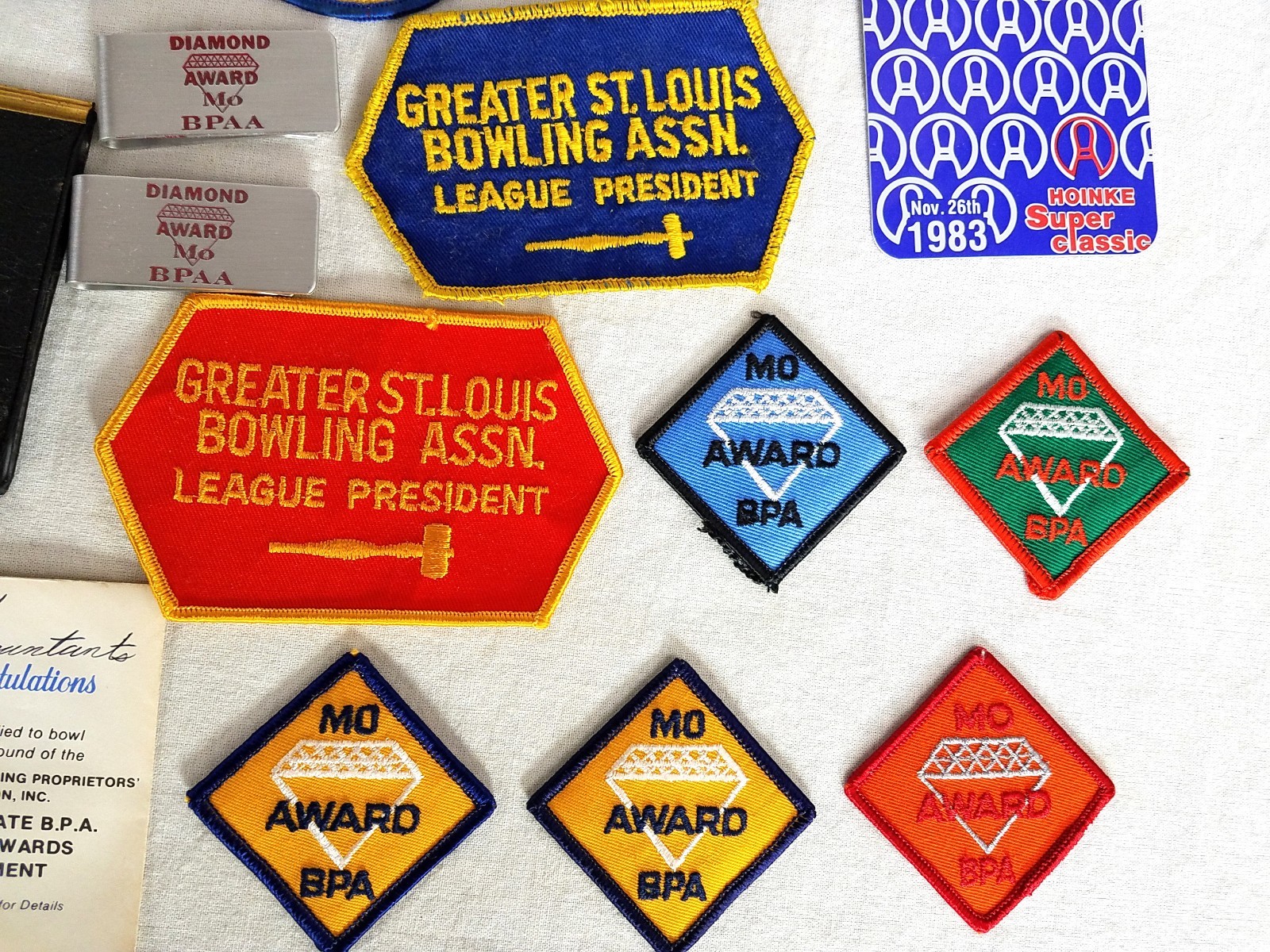 Vtg Bowling Patches ABC Champion Triplicate Awards MO Diamond Awards | eBay