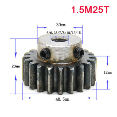 1.5Modulus 25T 45# Steel Spur Gear With Step Motor Pinion Gear With Set ...