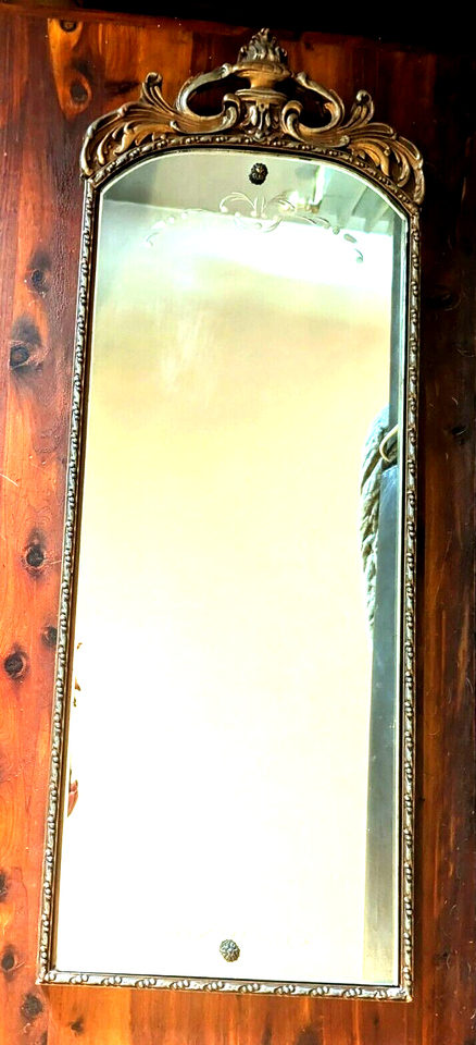 Antique Nurre Maestro Etched Mirror with Ornate Carved Gilt Frame | eBay