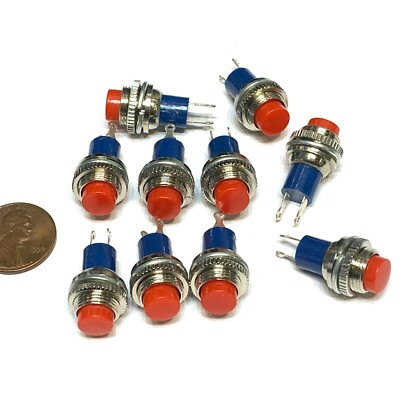 10 Pieces Red N/C 10mm NORMALLY CLOSED 12v NC PUSH momentary BUTTON ...